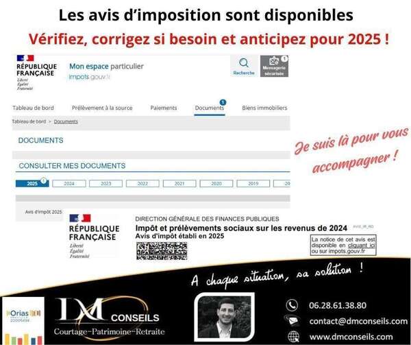 Avis d'imposition 2025 sur les revenus 2024 sont disponibles