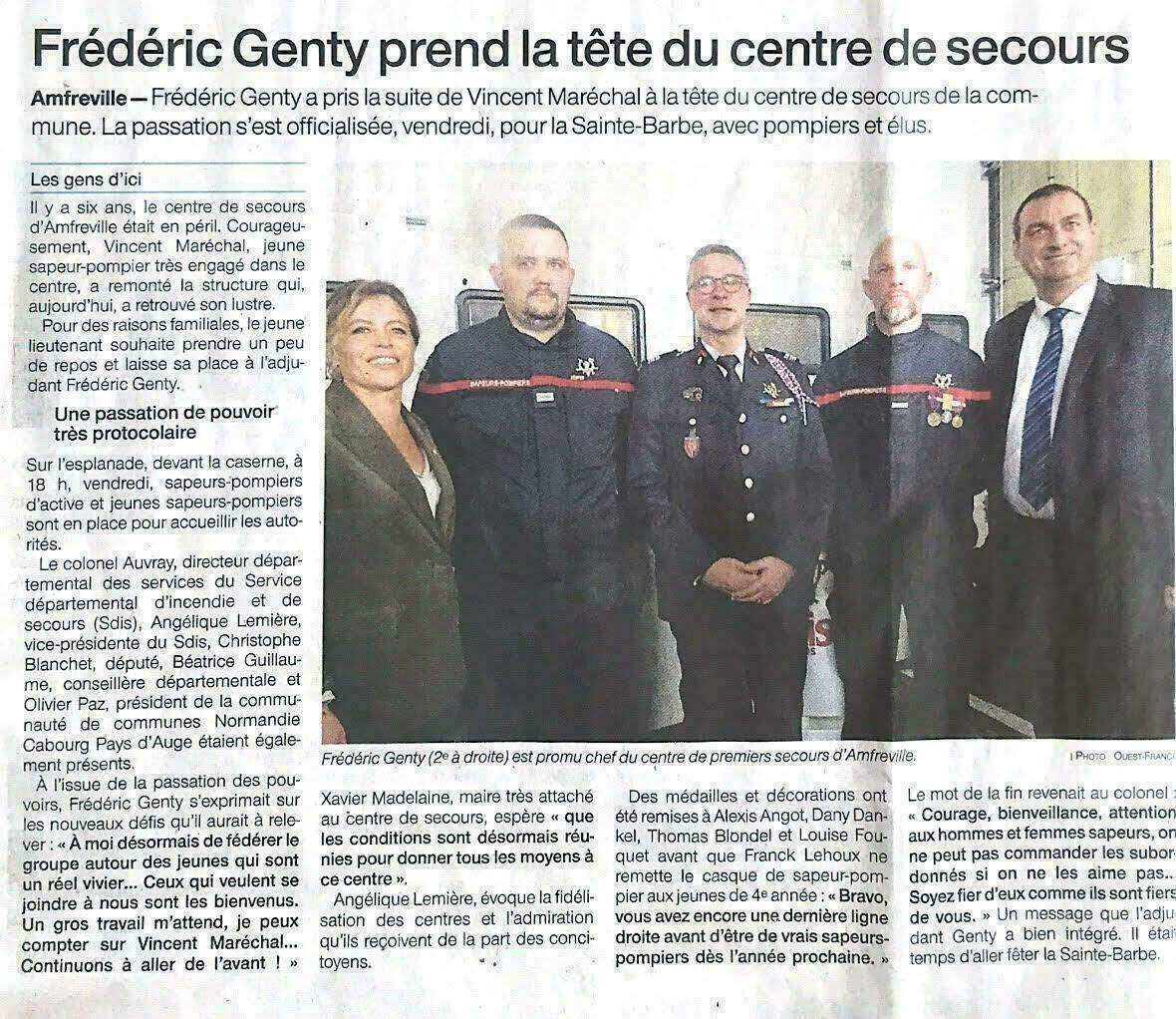 Frédéric Genty prend la tête du centre de secours | Blog